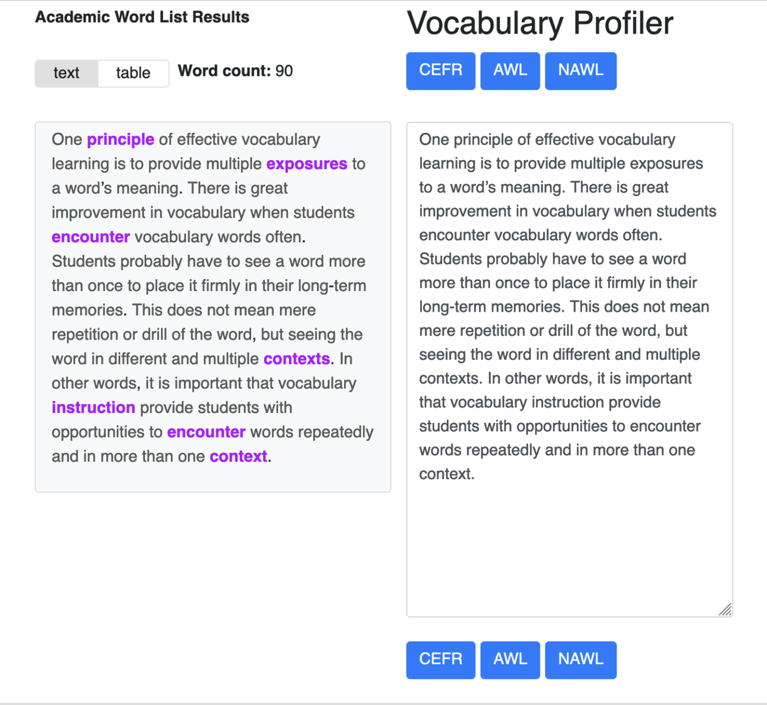 Vocabulary Profiling 1 - Tailor-Made Teaching
