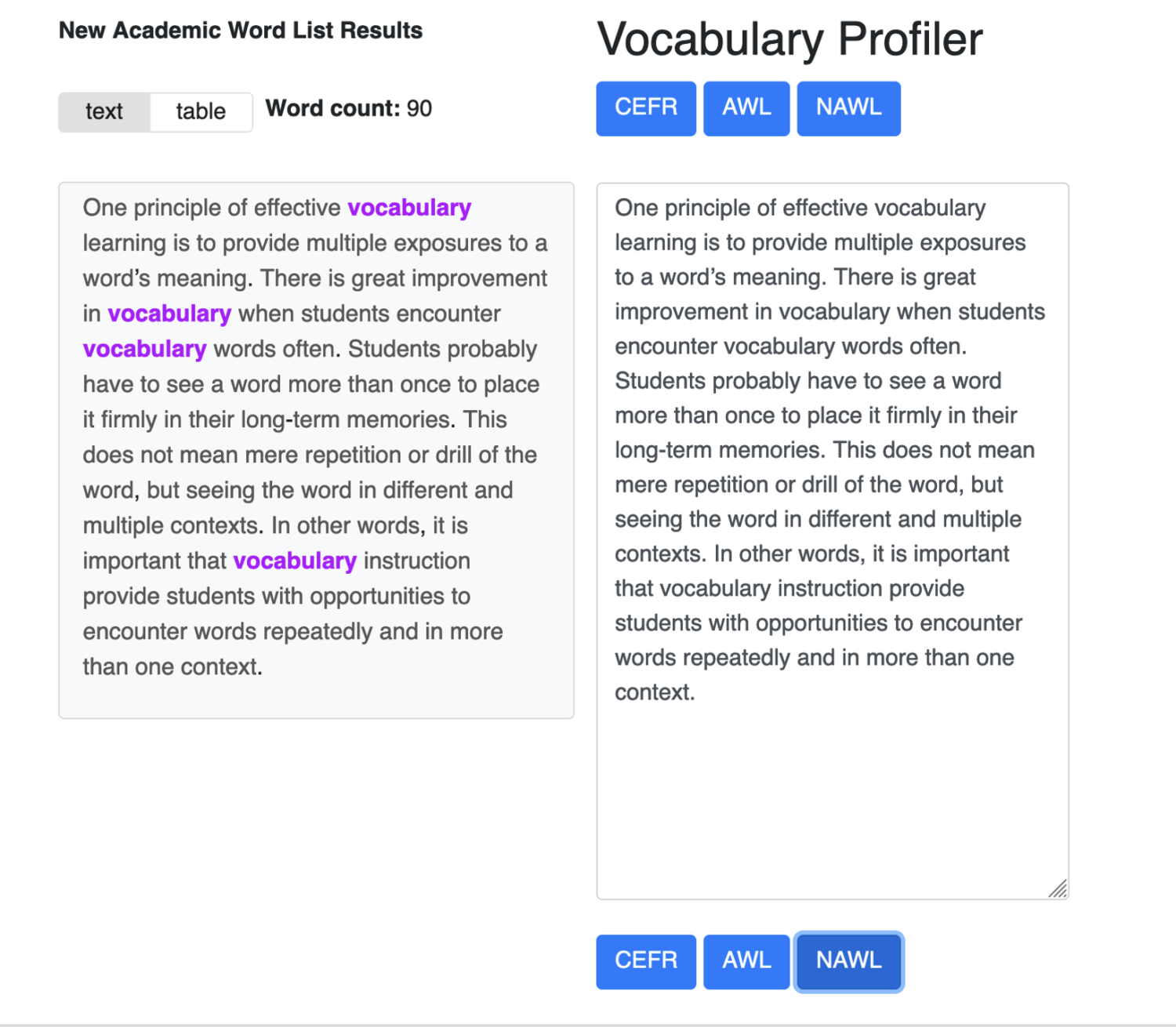 Vocabulary Profiling 1 - Tailor-Made Teaching